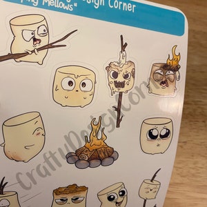 Medium BOPP Sheet of Roasting Marshmallow Stickers, Camping Sticker ...