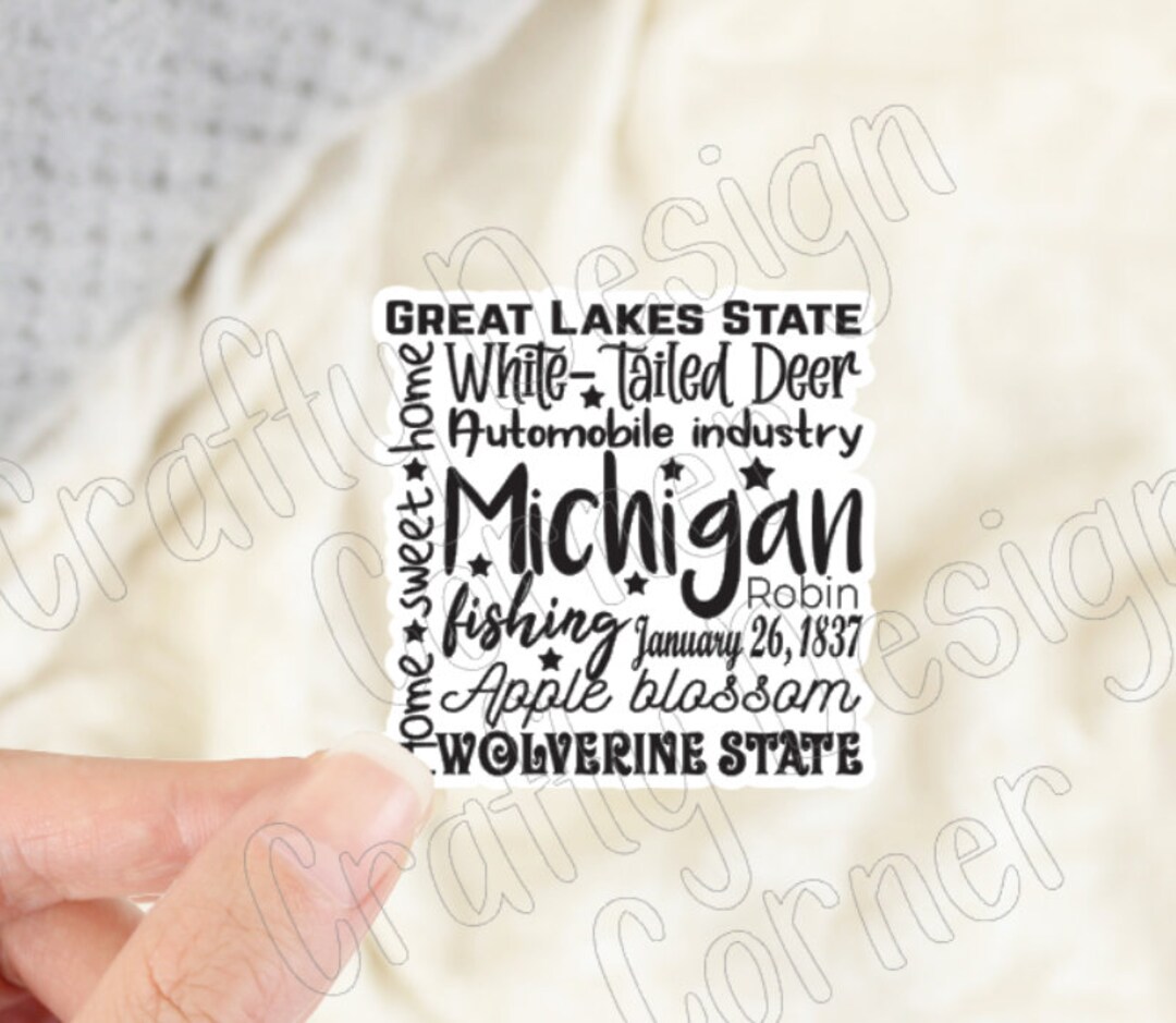 Michigan Word Art Sticker State Sticker State Word Art - Etsy