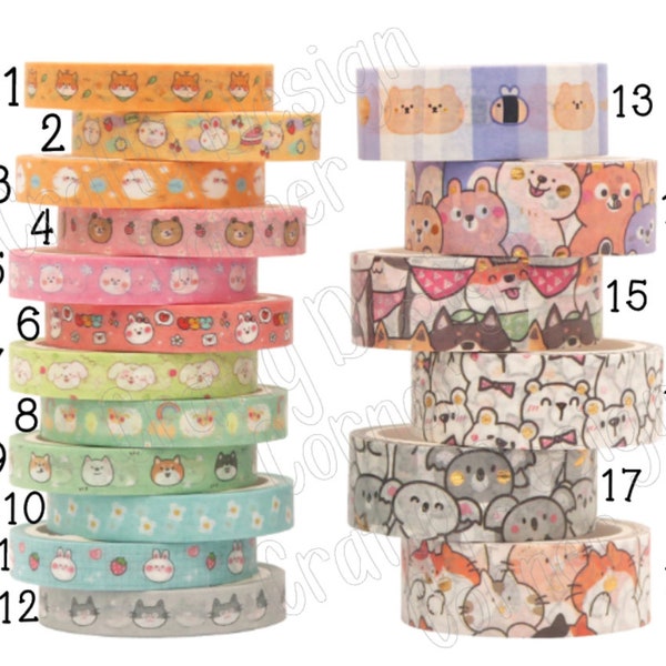 Animal Washi Tape - Etsy