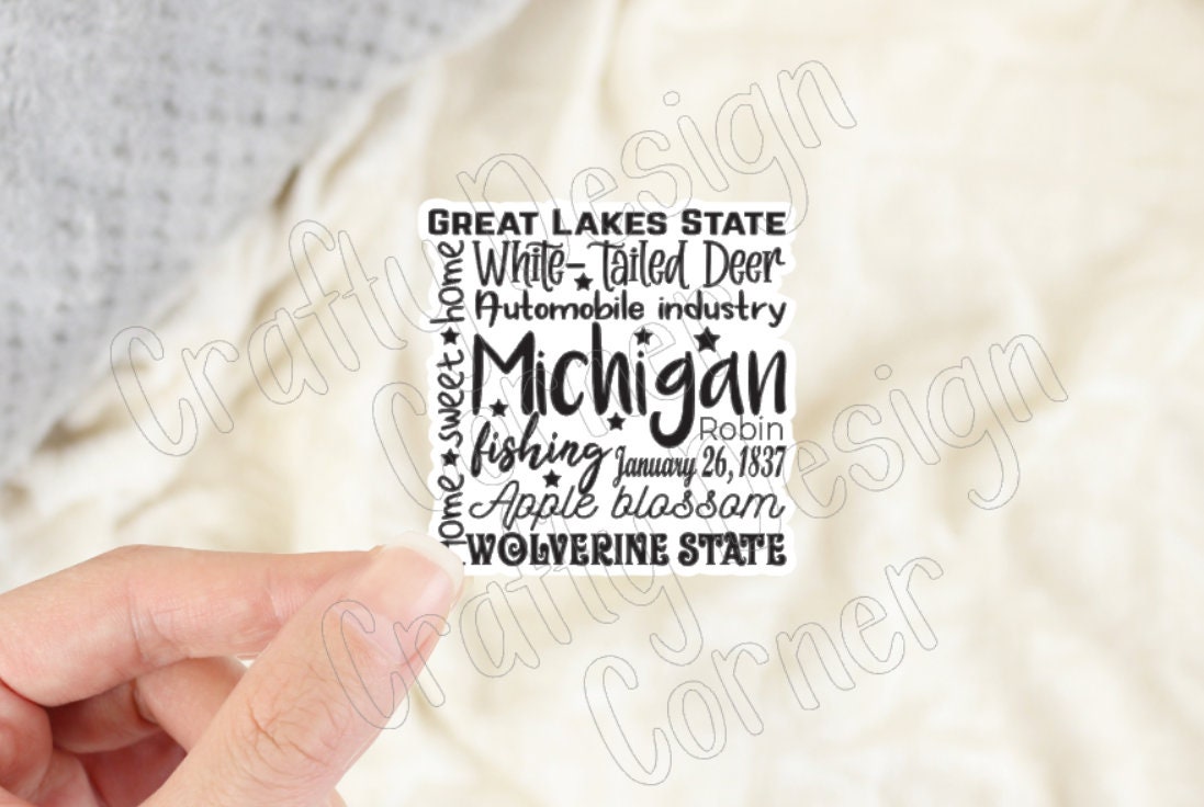 Michigan Word Art Sticker State Sticker State Word Art - Etsy