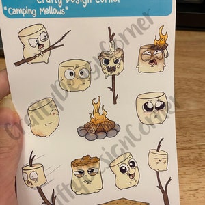 Medium BOPP Sheet of Roasting Marshmallow Stickers, Camping Sticker ...