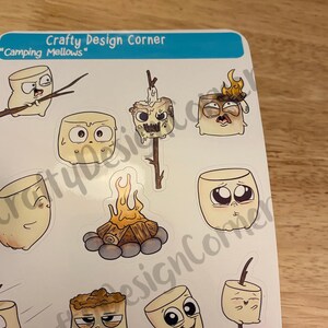 Medium BOPP Sheet of Roasting Marshmallow Stickers, Camping Sticker ...