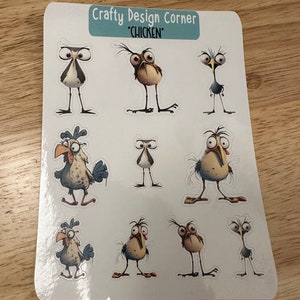 1.5" Crazy Chicken Sticker Sheet, Chicken Sheet, Crazy Eyed Chicken ...