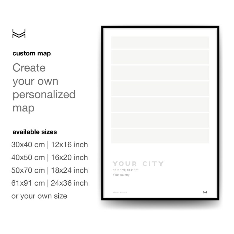Custom City Map Personalized Map Custom Street Map Travel Map Poster ...