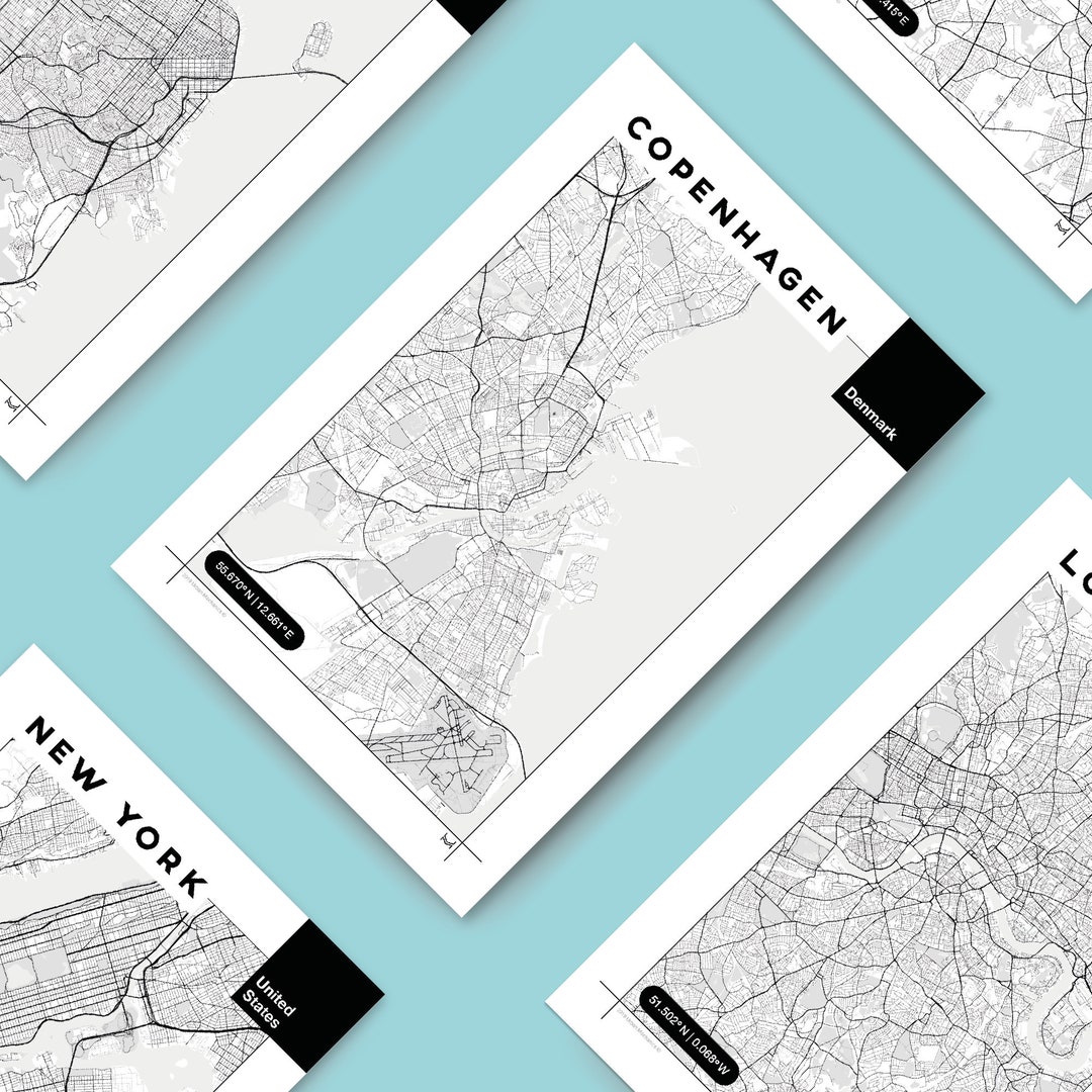 Custom City Map Personalized Map Custom Street Map Travel Map Poster ...