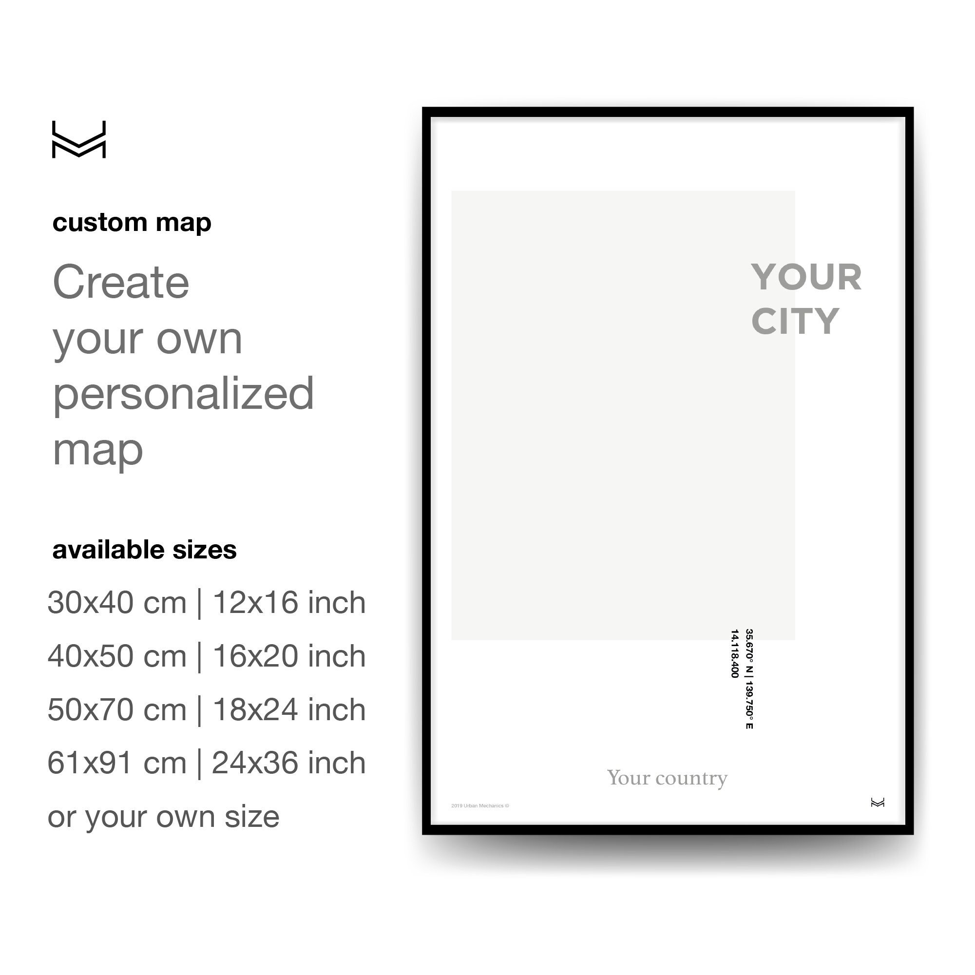 Custom City Map | Urban Map | Personalized Map | Custom Street Map ...