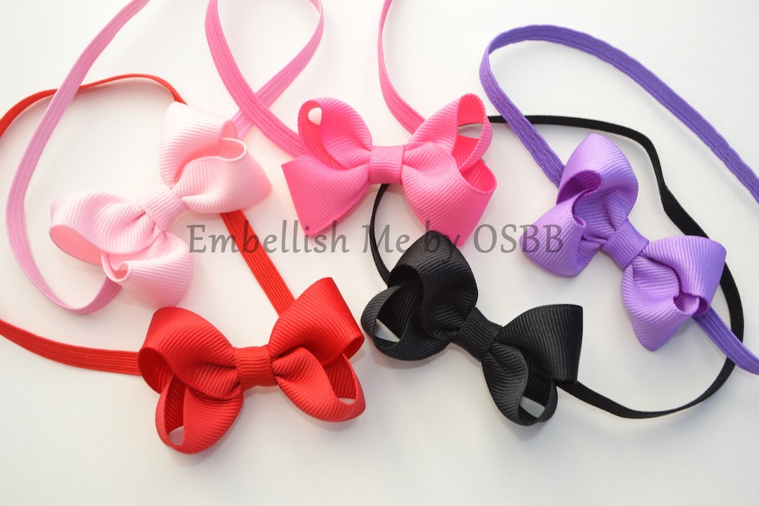 Classic Twisted Boutique Bow Mini's, Newborn Headband, Small Hair Bow ...