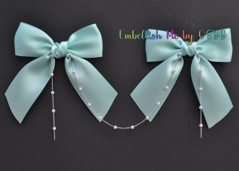 Coquette Luxe Satin Bow With Pearl Embellishment Hair Bow Tail Hair-bow ...