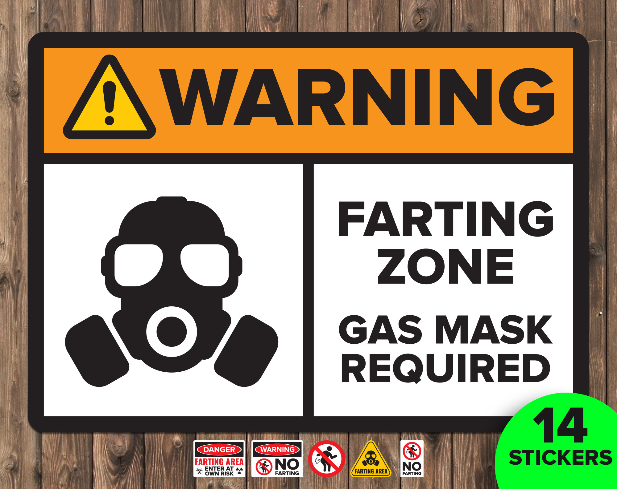Gas Mask Required Warning Sticker // Farting Sticker Pack // Assorted ...