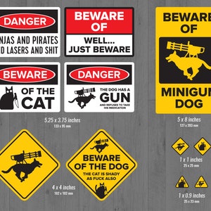 The Dog Has A GUN Danger Sticker // Beware Sticker Pack // Assorted ...