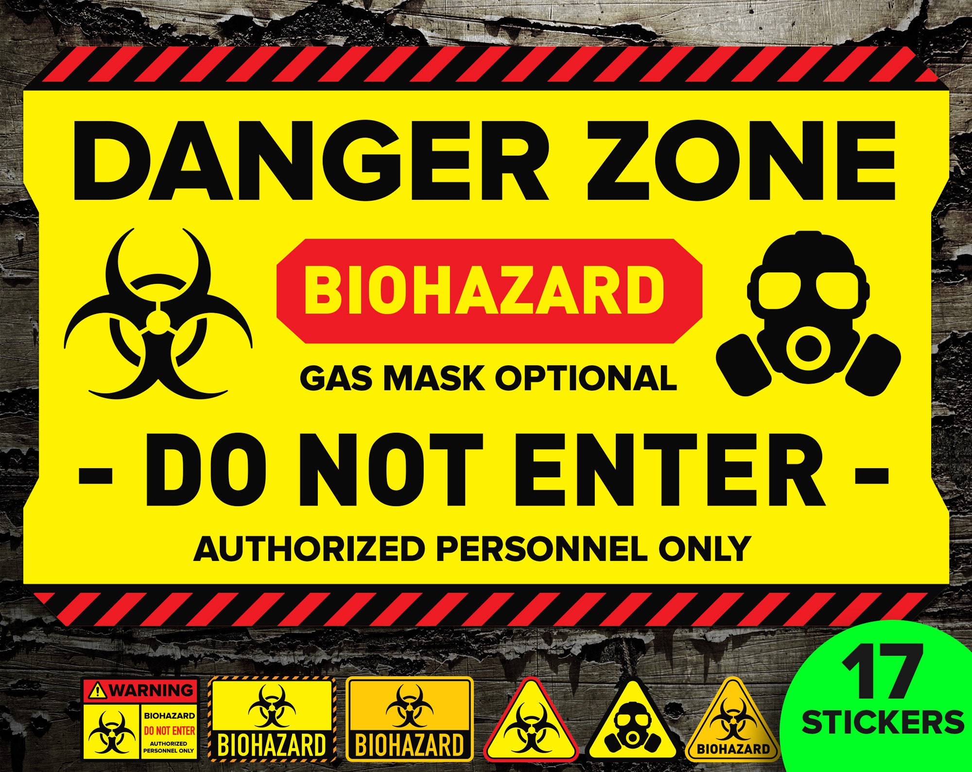 Danger Zone Sticker / Biohazard Sticker Pack / Diverse Verpakking van ...