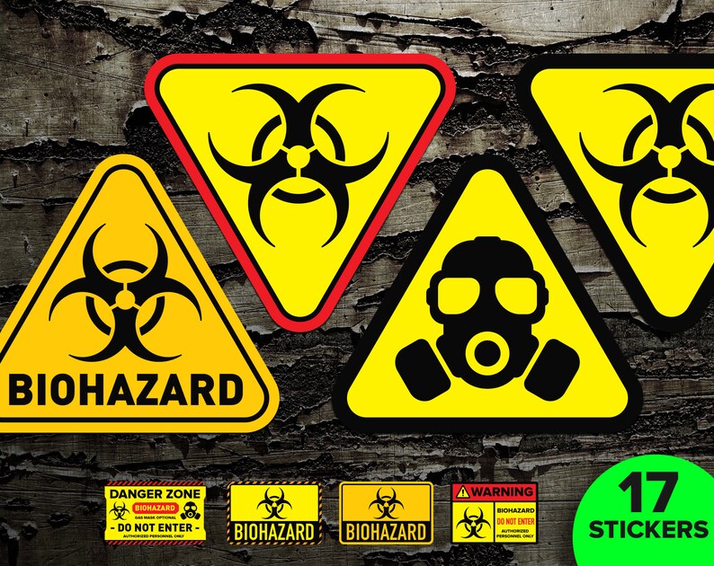 Gas Mask & Biohazard Sticker // Biohazard Sticker Pack // Assorted Pack ...