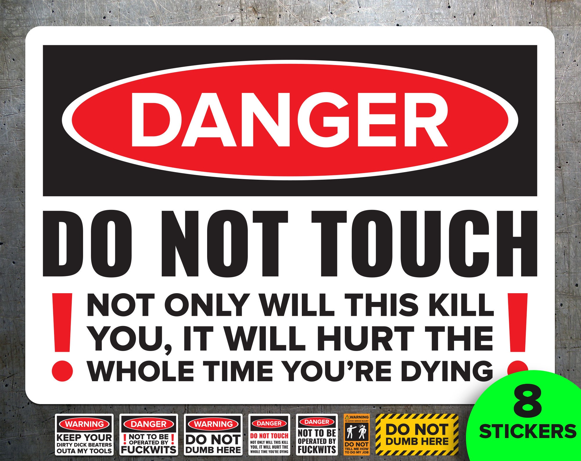 Do Not Touch Danger Sticker // Danger Sticker Pack // Assorted Pack of ...