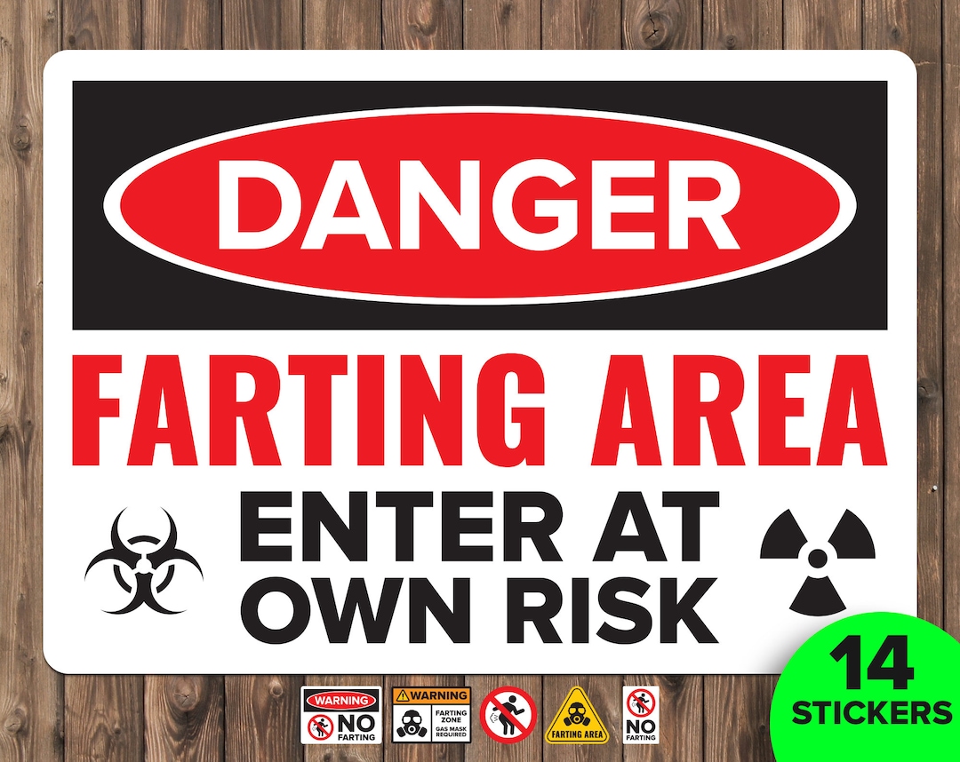 Farting Area Enter at Own Risk Sticker // Farting Sticker Pack ...