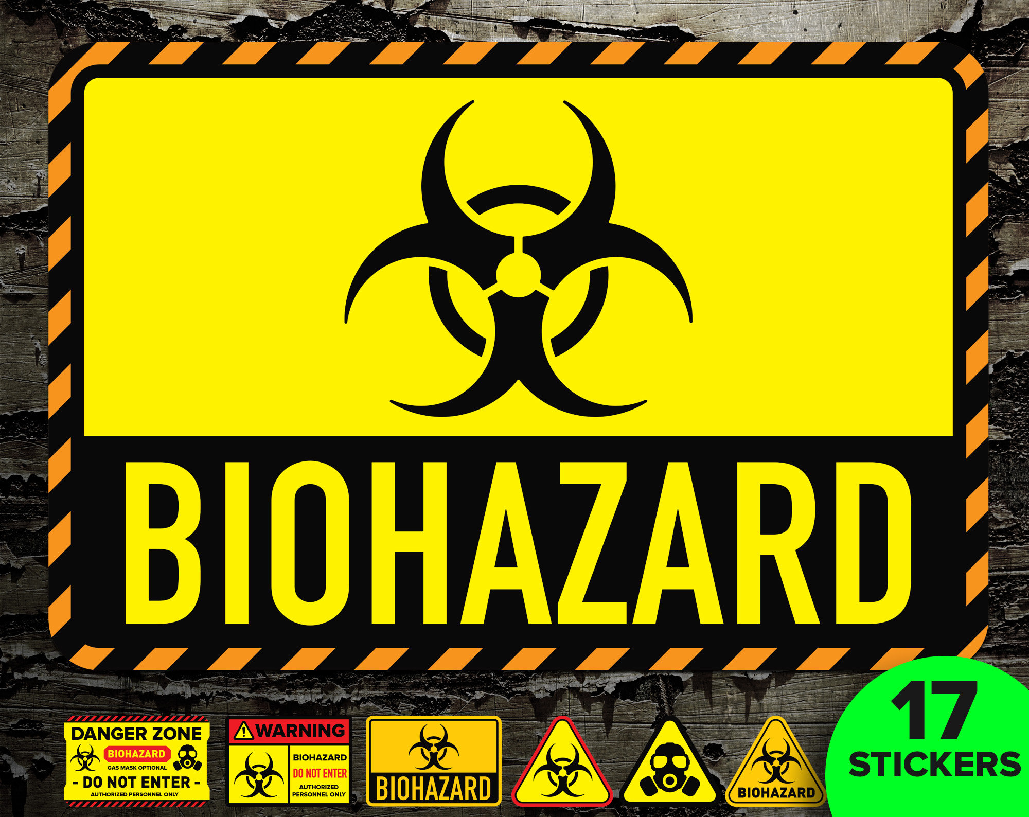 Biohazard Sticker // Biohazard Sticker Pack // Assorted Pack of 17 ...