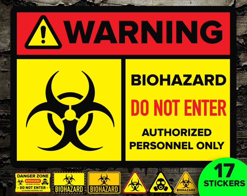 Warning Biohazard Sticker // Biohazard Sticker Pack // Assorted Pack of ...