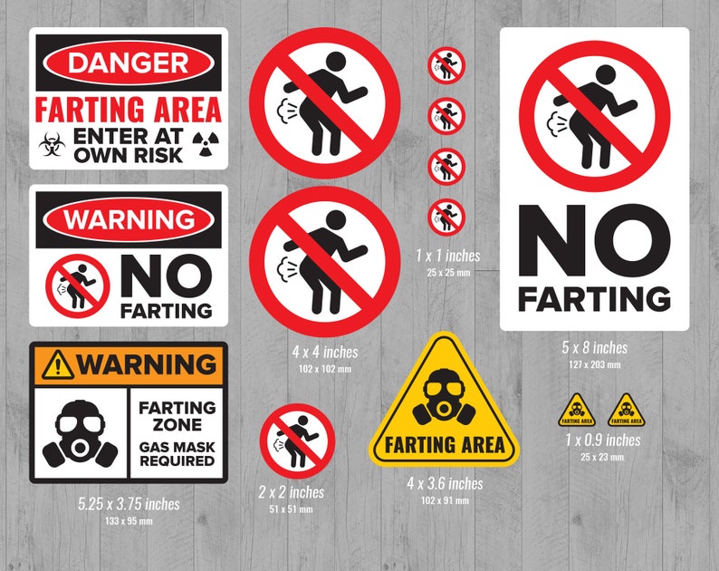 NO Farting Warning Sticker // Farting Sticker Pack // Assorted | Etsy