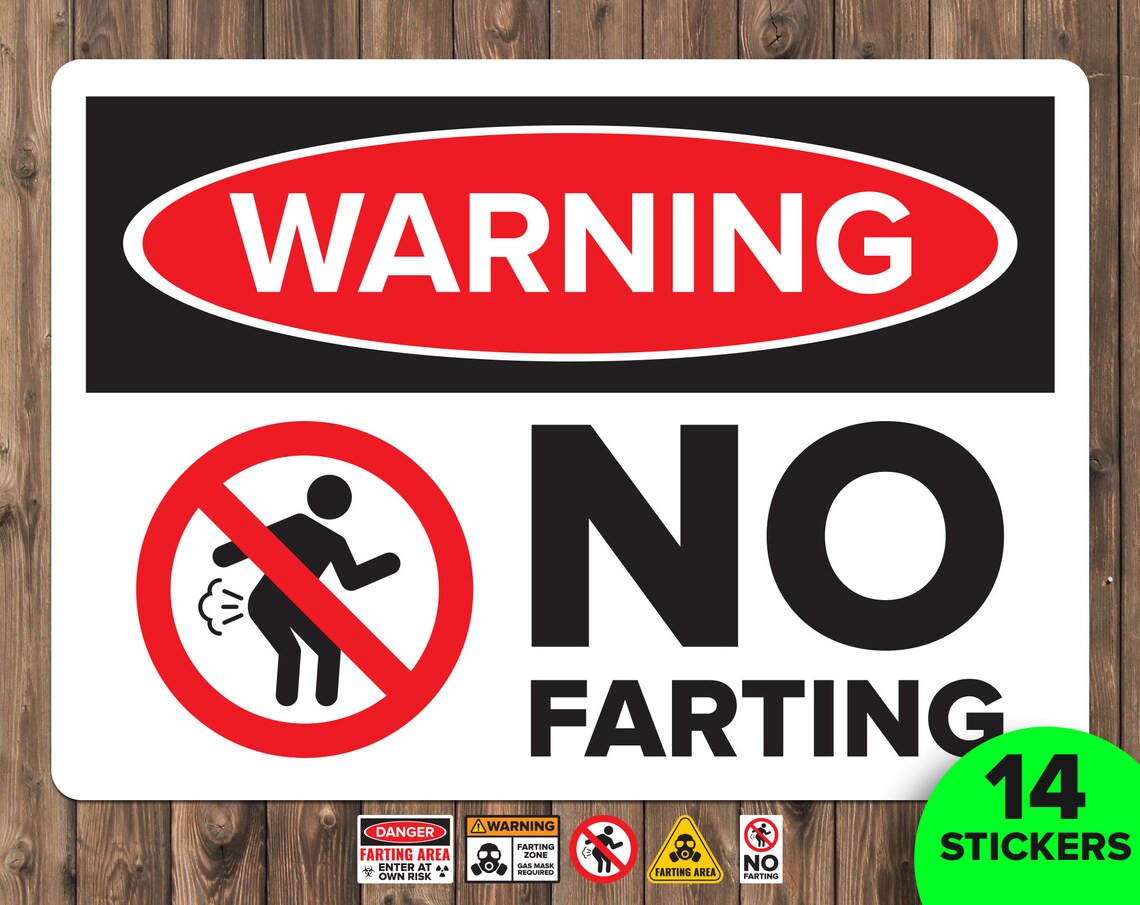 NO Farting Warning Sticker // Farting Sticker Pack // Assorted Pack of ...