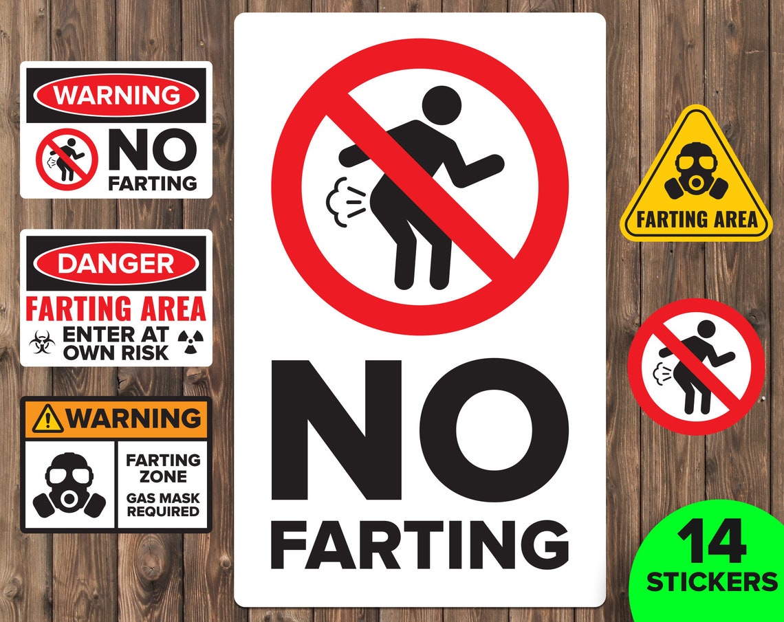 NO Farting Sticker // Farting Sticker Pack // Assorted Pack of 14 ...