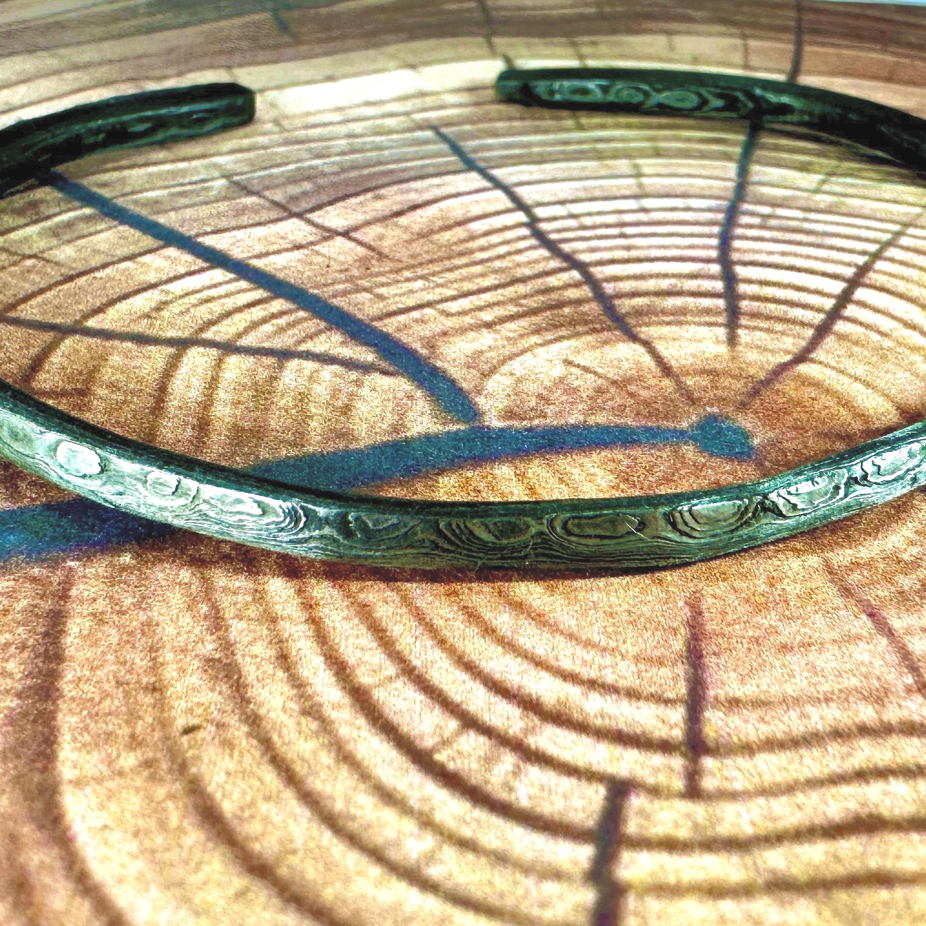 Damascus Steel Bracelet Made of Ladder Pattern Damascus. 7.5 Inches in ...