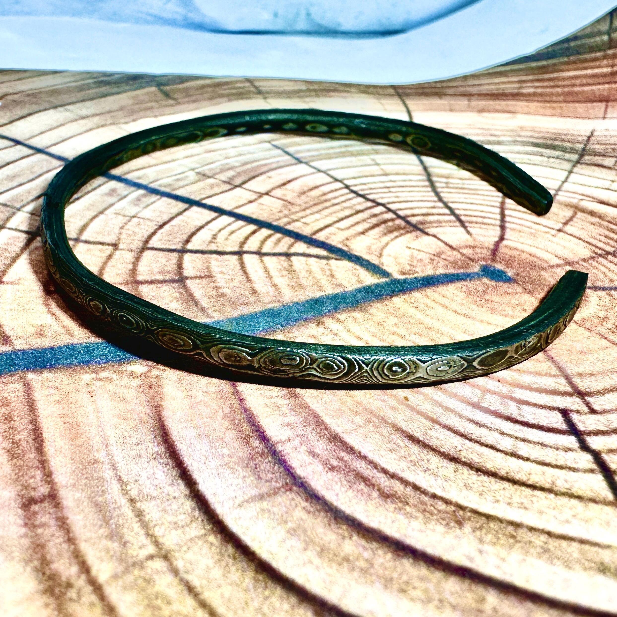 Damascus Steel Bracelet Made of Ladder Pattern Damascus. 7.5 Inches in ...