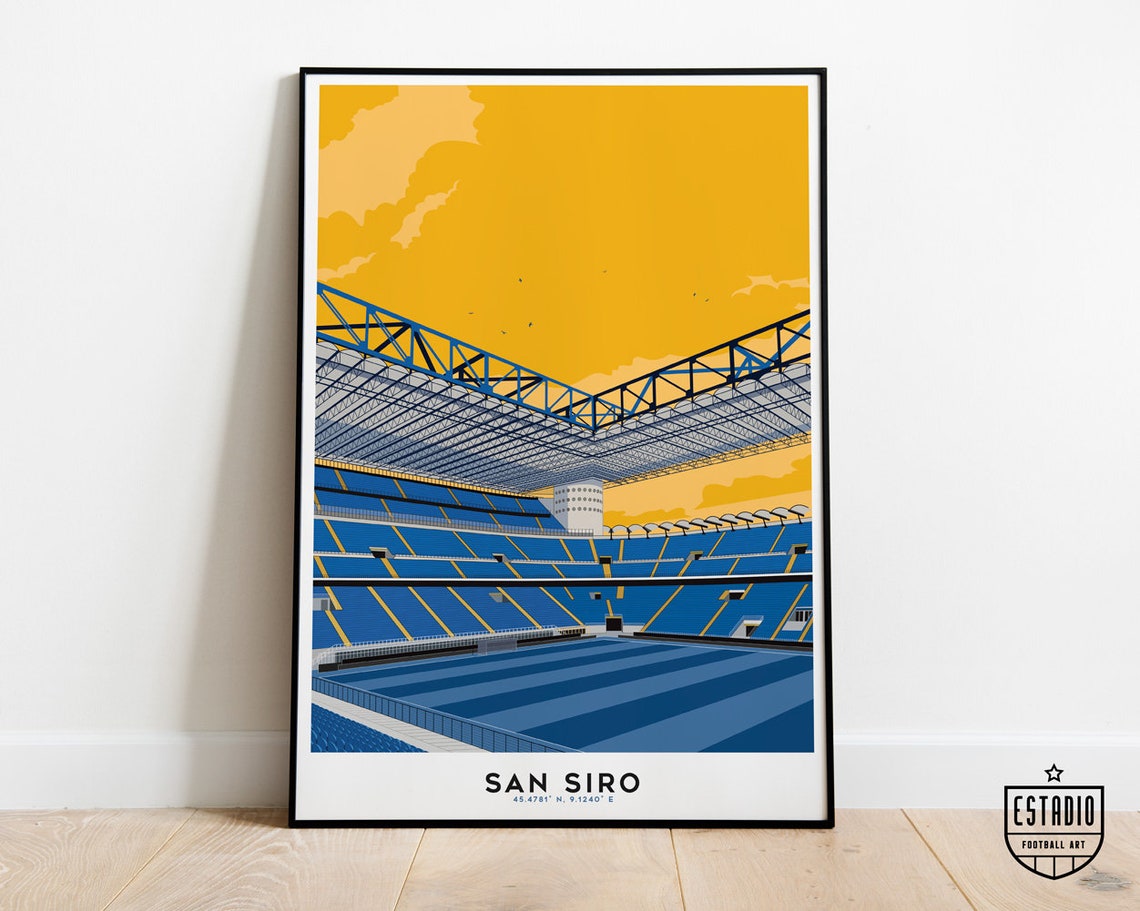 San Siro Stadium, Print, Inter, Poster, Milano, Art, Home Decor, Soccer ...