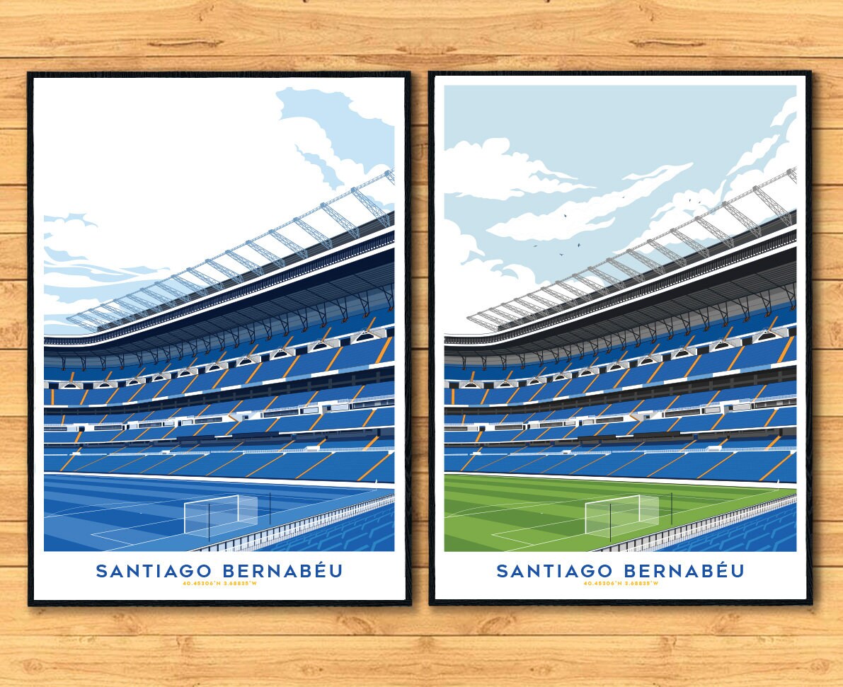 Santiago Bernabeu Stadium Print, Madrid Football Art - Etsy