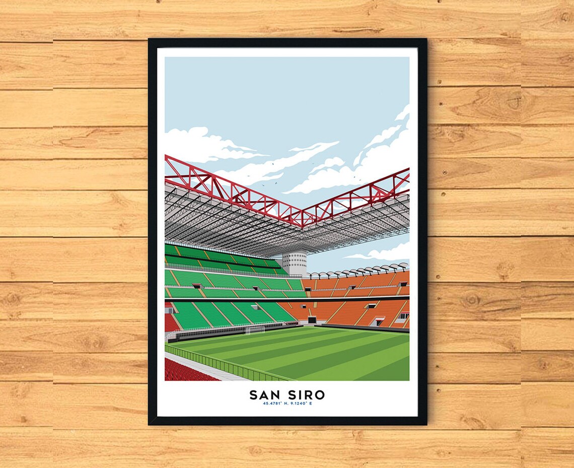 San Siro Stadium, Print, Inter, Poster, Milano, Art, Home Decor, Soccer ...