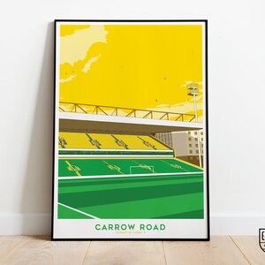 Norwich, Carrow Road, Stadium Print, Poster, Soccer, Gift, Present, Art ...
