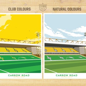 Norwich, Carrow Road, Stadium Print, Poster, Soccer, Gift, Present, Art ...