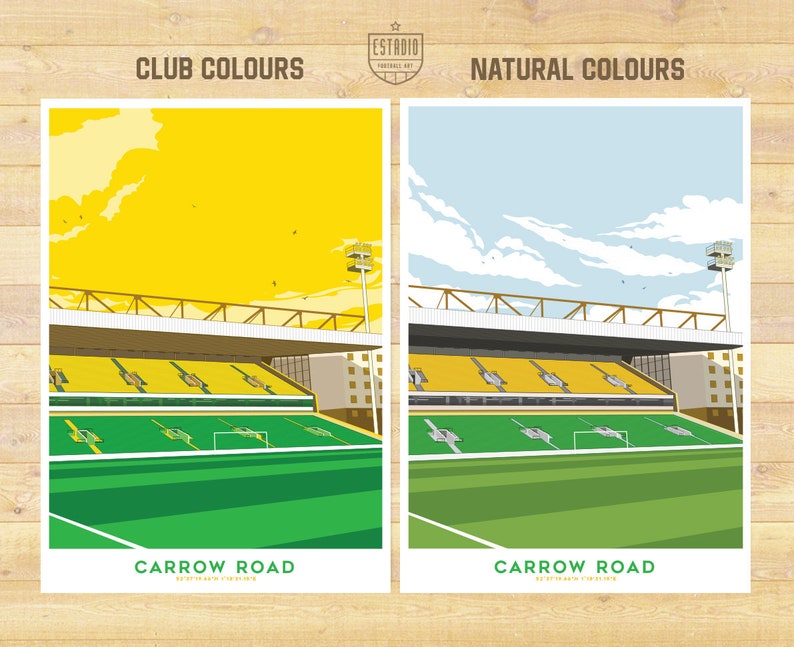 Norwich, Carrow Road, Stadium Print, Poster, Soccer, Gift, Present, Art ...