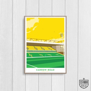 Norwich, Carrow Road, Stadium Print, Poster, Soccer, Gift, Present, Art ...