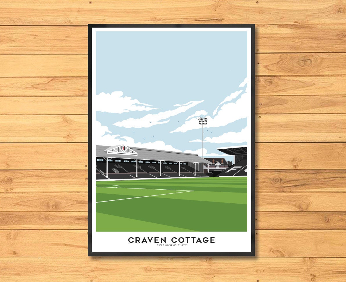 Fulham, Stadium, Print, Craven Cottage, Football, Poster, Soccer, Gift ...