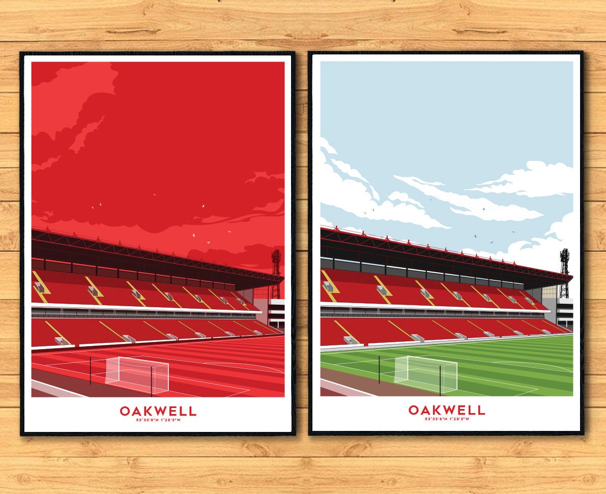 Barnsley, Stadium, Oakwell, Print, Poster, Soccer, Gift, Art, Football ...