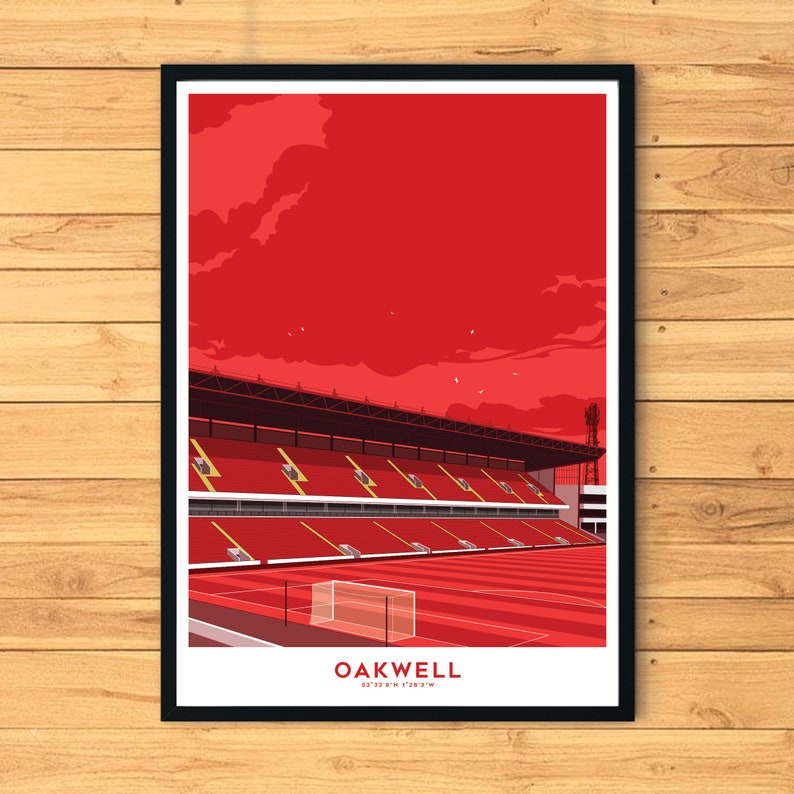 Barnsley, Stadium, Oakwell, Print, Poster, Soccer, Gift, Art, Football ...