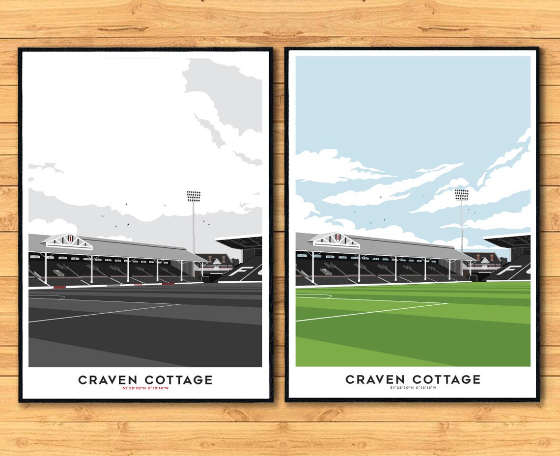 Fulham, Stadium, Print, Craven Cottage, Football, Poster, Soccer, Gift ...
