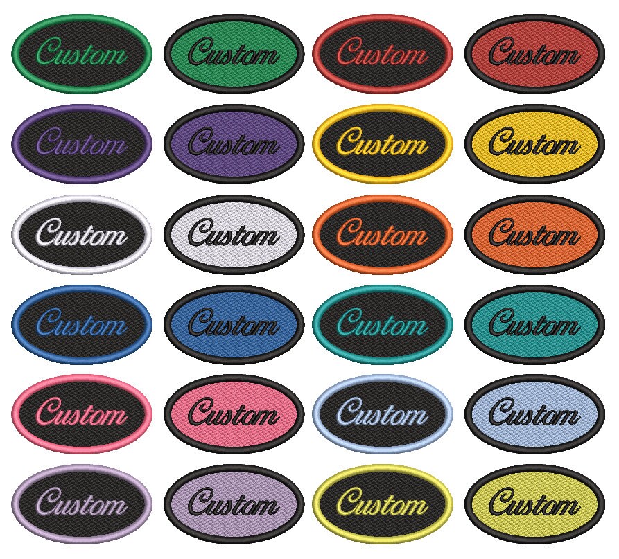 CUSTOM Classic Full Embroidered Clothing Oval NAME PATCH 86 X - Etsy