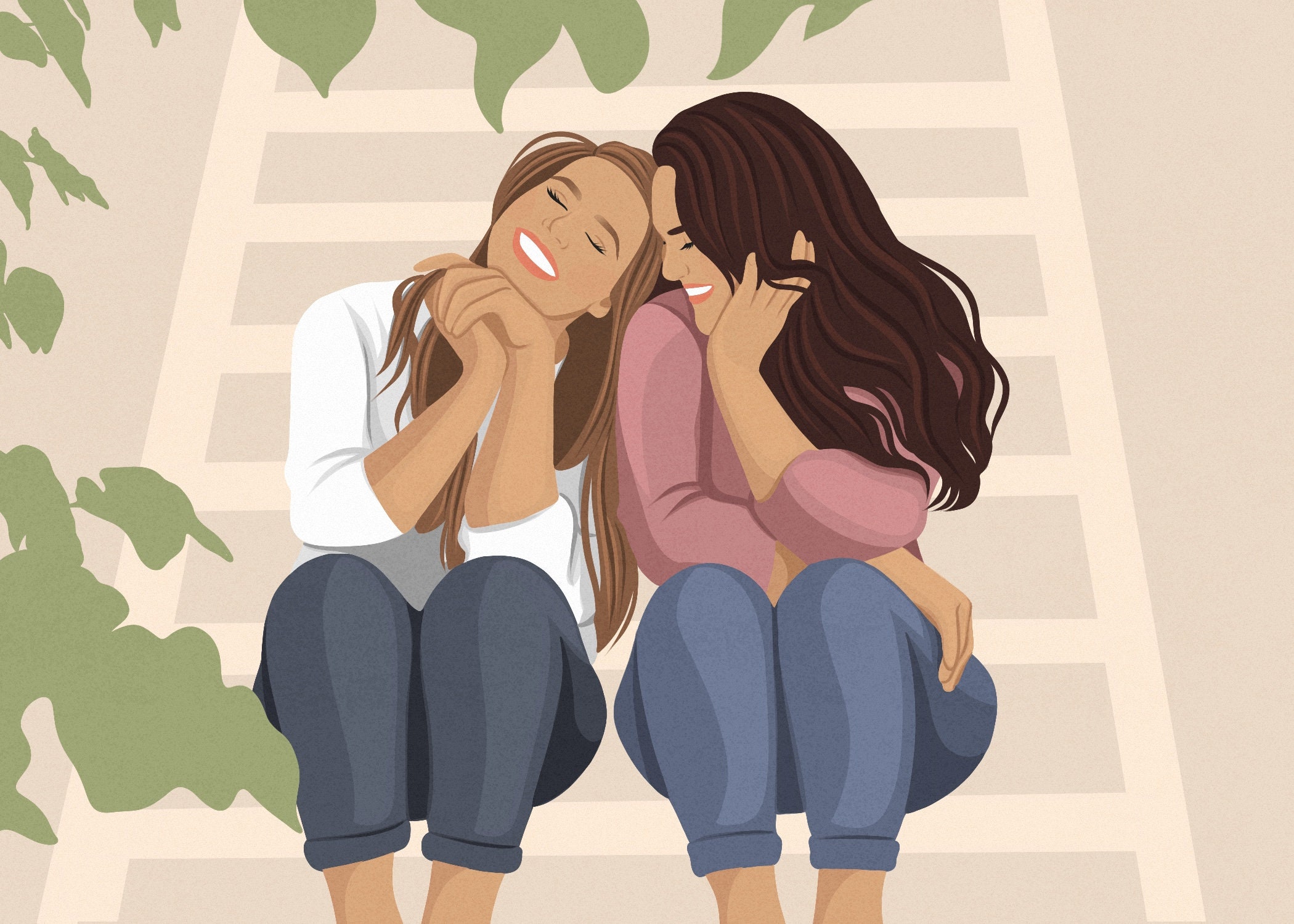 Friends illustration Digital Friends personalized drawing | Etsy