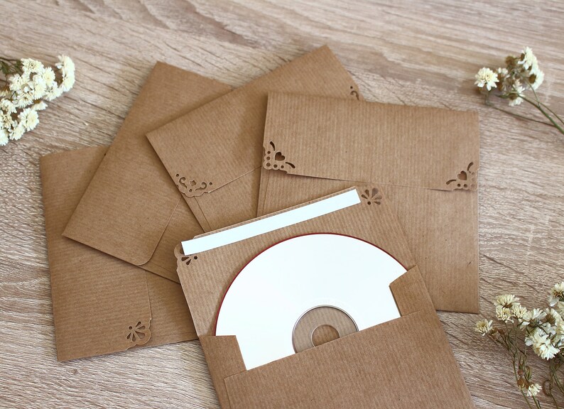 25 Square Envelopes 5x5 6x6 Brown Ribbed Kraft Paper Envelopes for ...