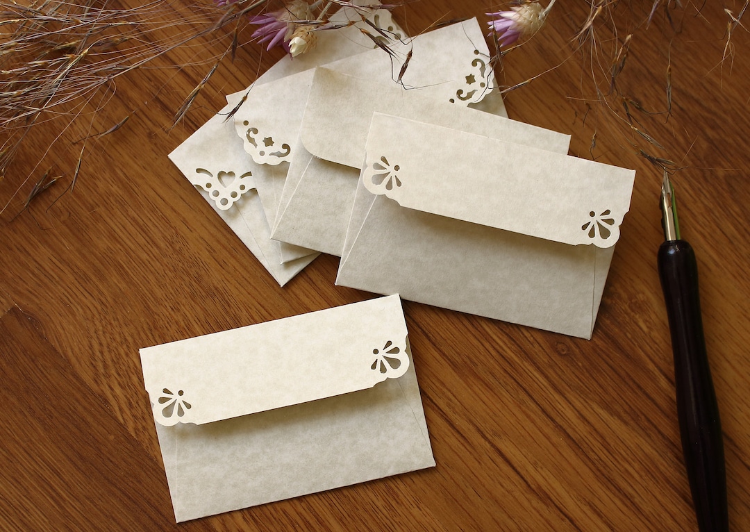 25 Mini Envelopes With Blank Cards - Parchment Natural Paper - Wedding ...
