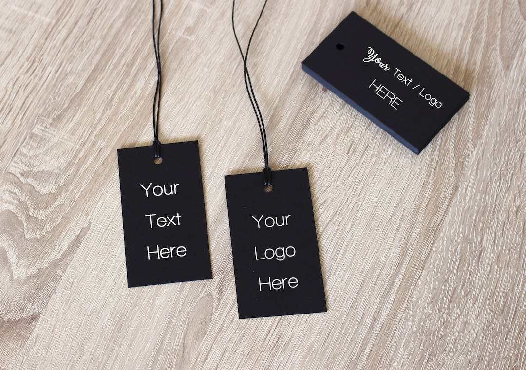 100 Black Hang Tags, Custom Logo/text Printed Hang Tags, Customizable ...