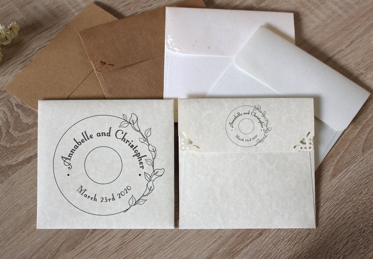 25 Wedding Favors CD Envelopes - Custom Printed Kraft CD Sleeves - 5x5 ...