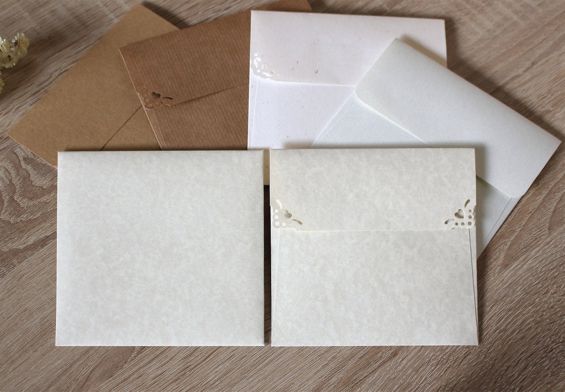 100 Square Envelopes 5x5 6x6 Recycled Paper Envelopes for Wedding ...