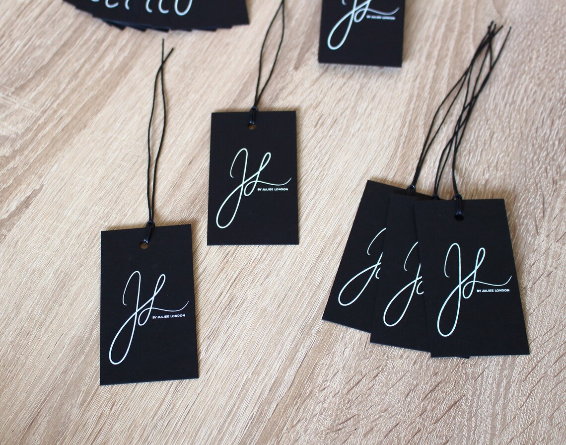100 Black Hang Tags, Custom Logo/text Printed Hang Tags, Customizable ...