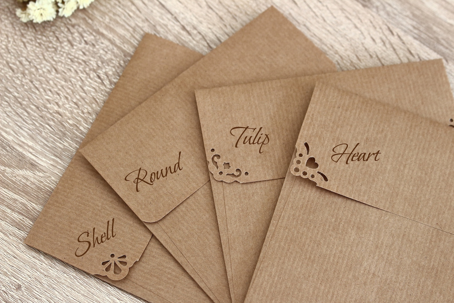 25 Small Square Envelopes, Brown Ribbed Kraft Envelopes for Save the ...