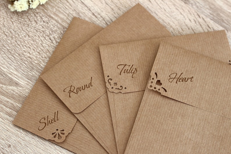 25 Small Square Envelopes, Brown Ribbed Kraft Envelopes for Save the ...
