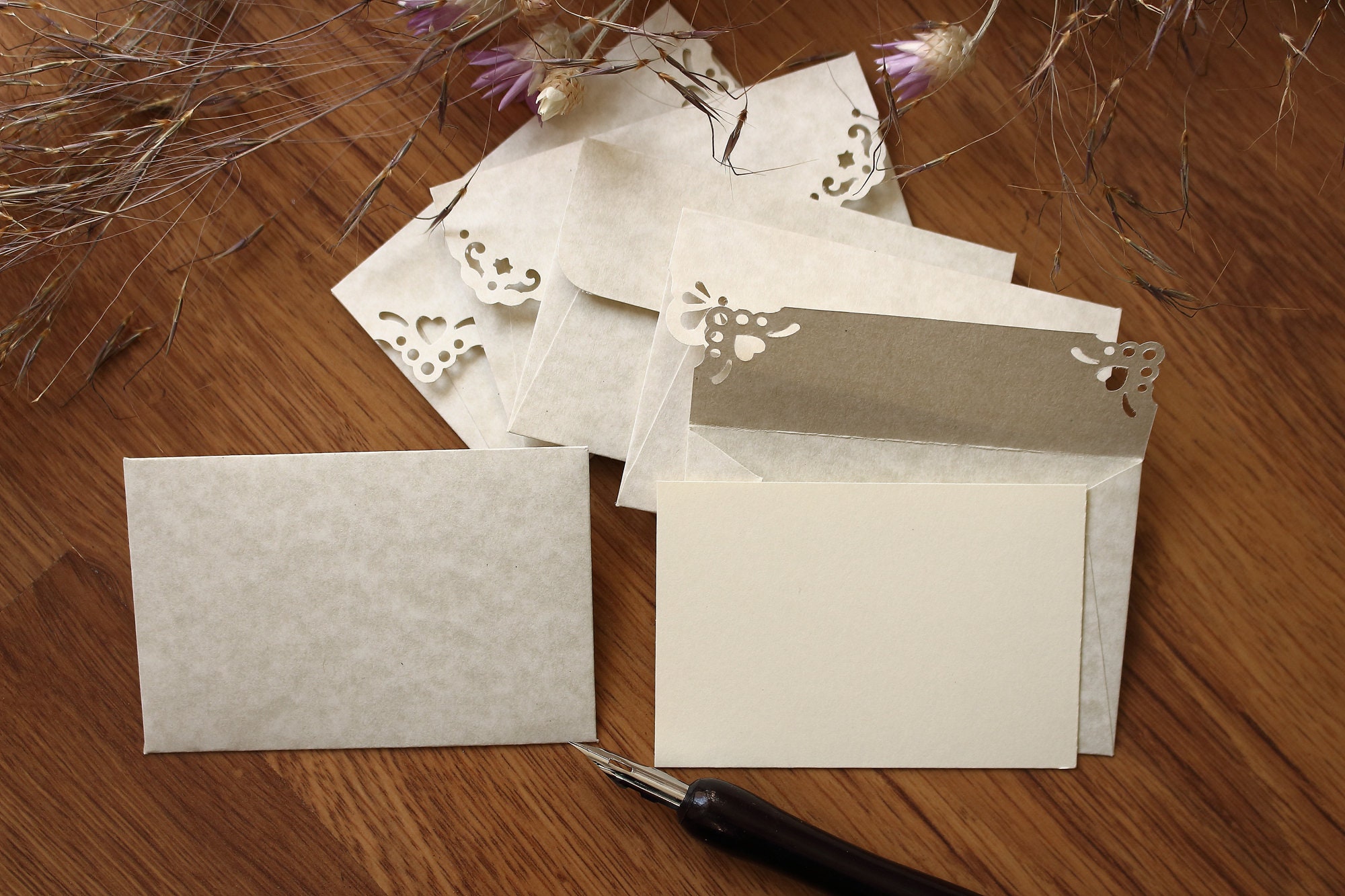 25 Mini Envelopes With Blank Cards - Parchment Natural Paper - Wedding ...