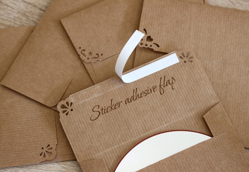 25 Square Envelopes 5x5 6x6 Brown Ribbed Kraft Paper Envelopes for ...