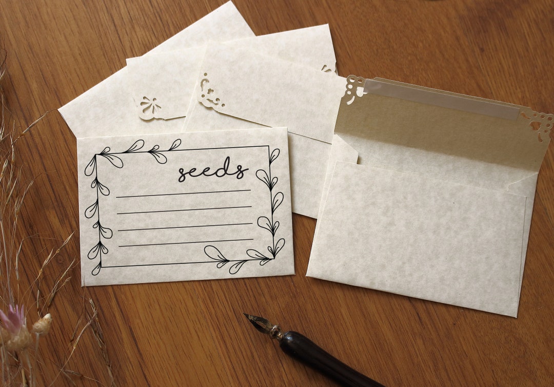 25 Seed Saving Envelopes, C7 Parchment Natural Envelopes - Printed Seed ...