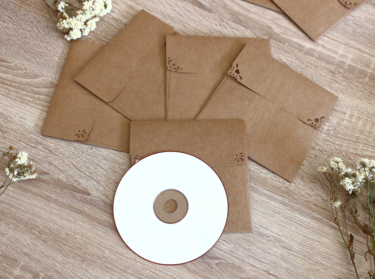 25 Square Envelopes 5x5 6x6 Brown Ribbed Kraft Paper Envelopes for ...